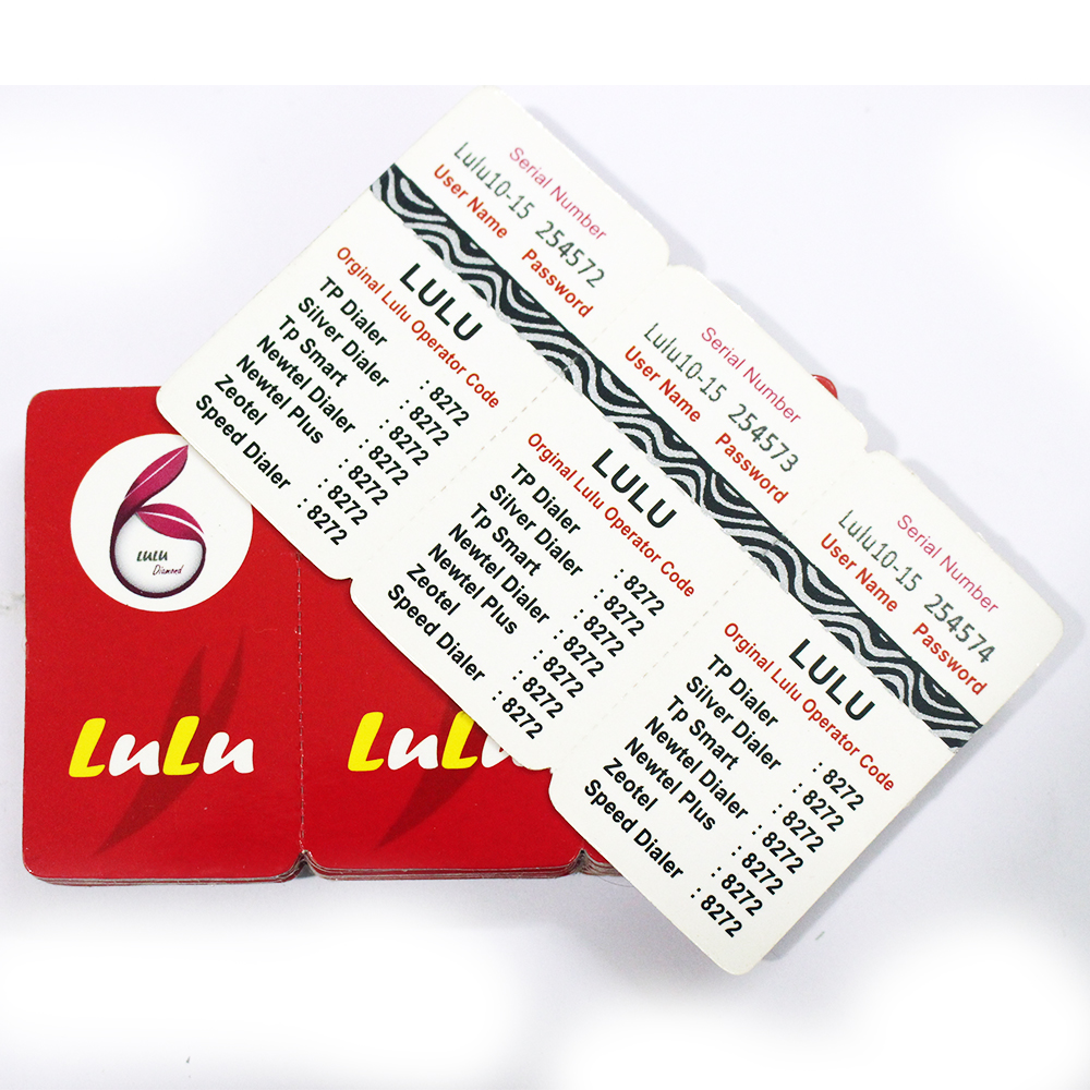 Printing mobile phone top up scratch card